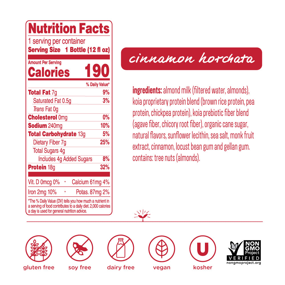 Cinnamon Horchata Protein Shakes | Plant-Based Protein Drinks | Koia